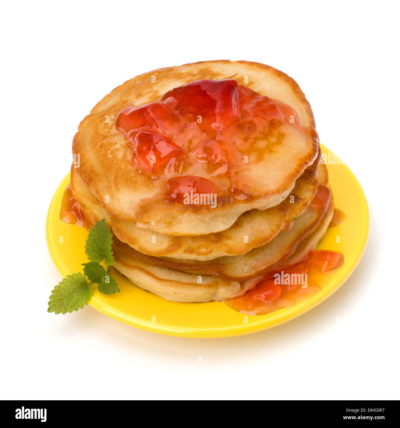 Pancakes stack on white background Stock Photo - Alamy