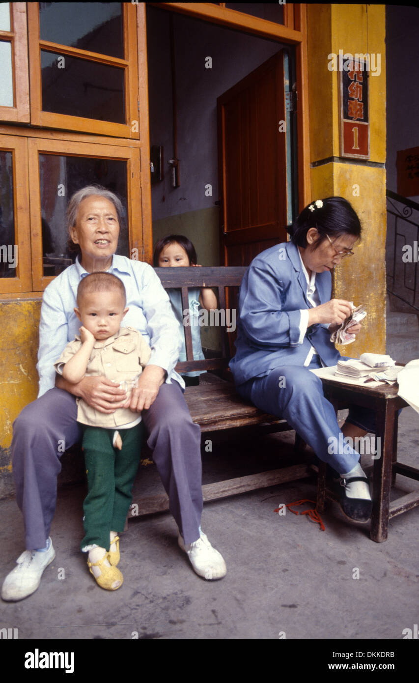 Kids and teachers rest after school in a kindergarten in Fenghuang ...