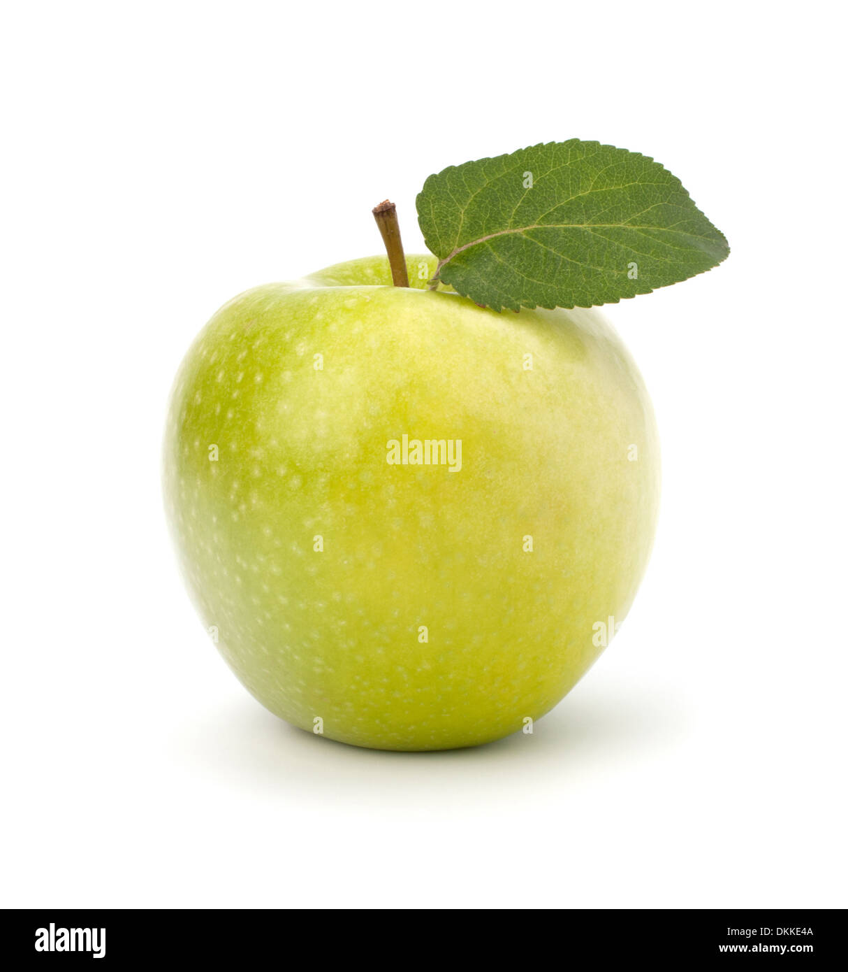 Sweet green apple with leaf isolated on white background Stock Photo ...