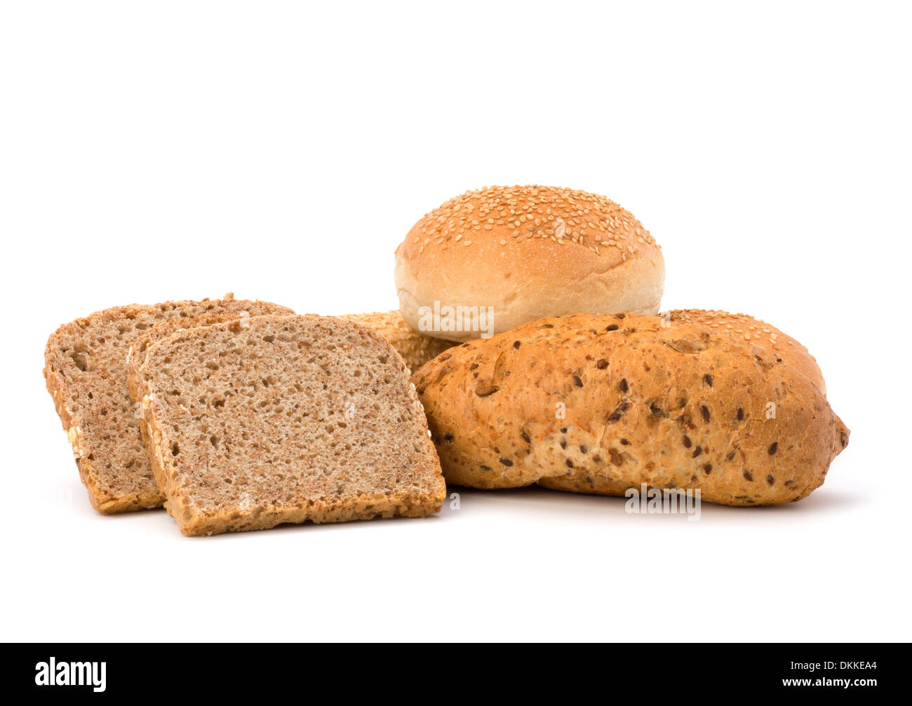 Bread loafs and buns variety isolated on white background Stock Photo ...