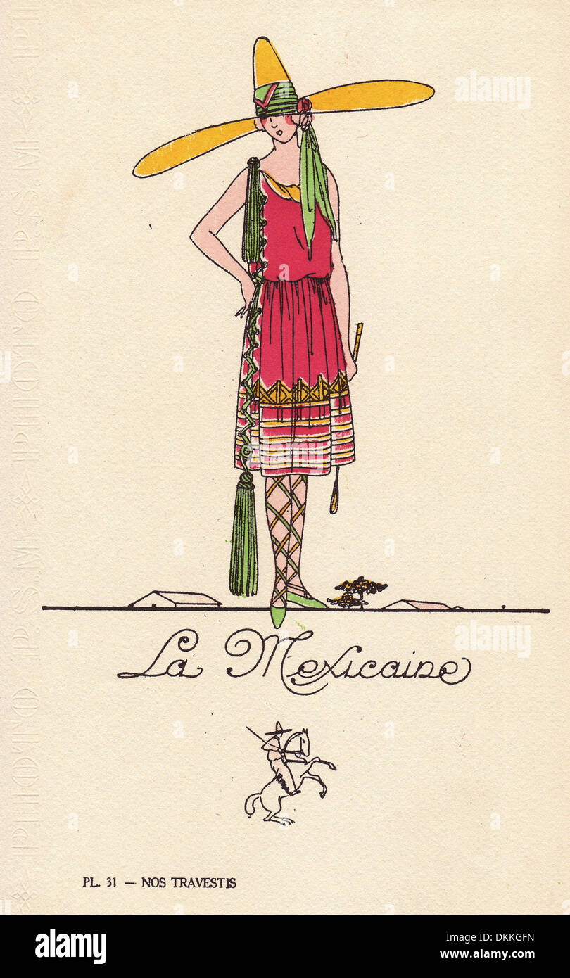Woman in Mexican fancy dress costume, la Mexicaine, 1920s Stock Photo ...