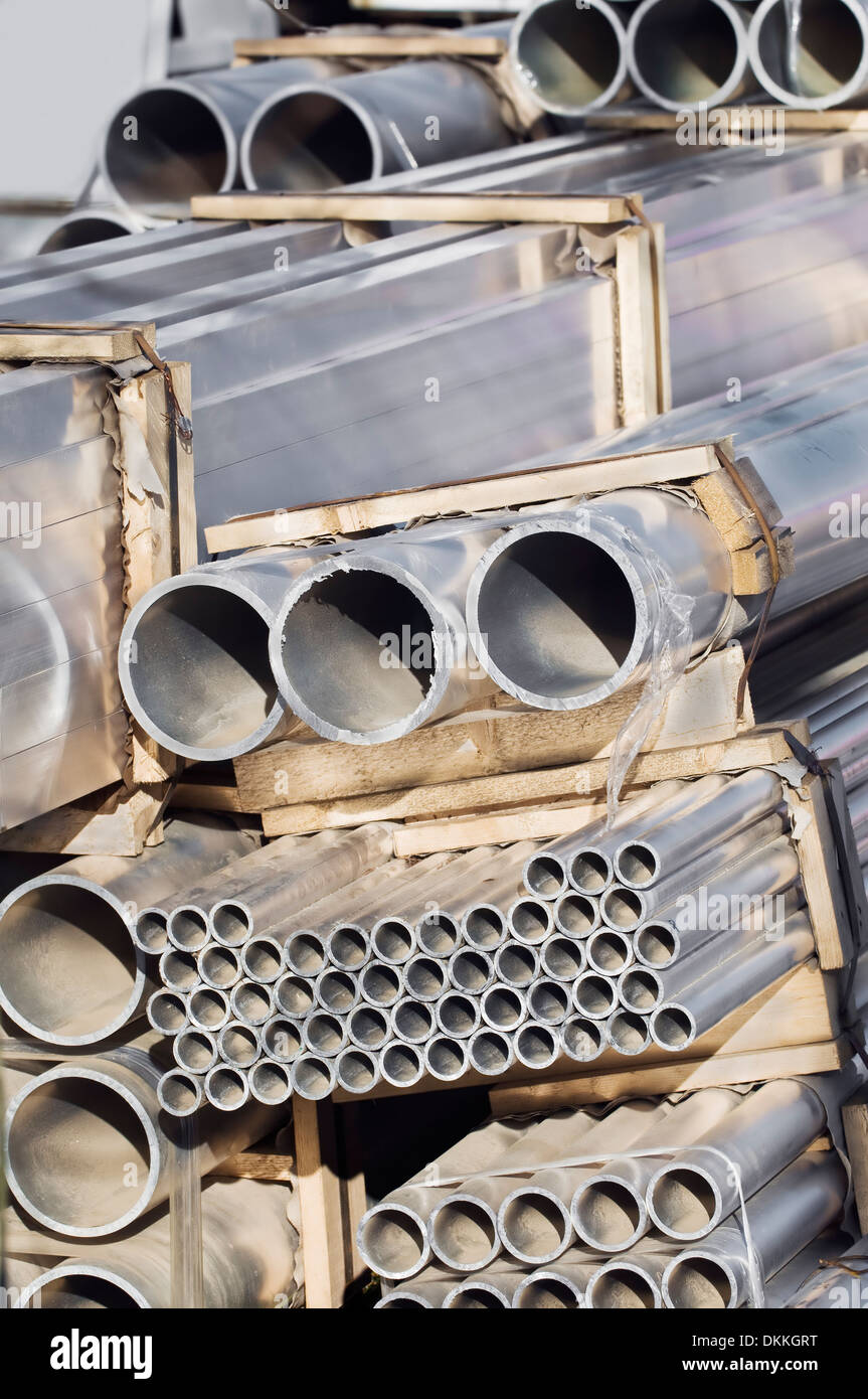 Stack of pipes used in construction industry Stock Photo - Alamy