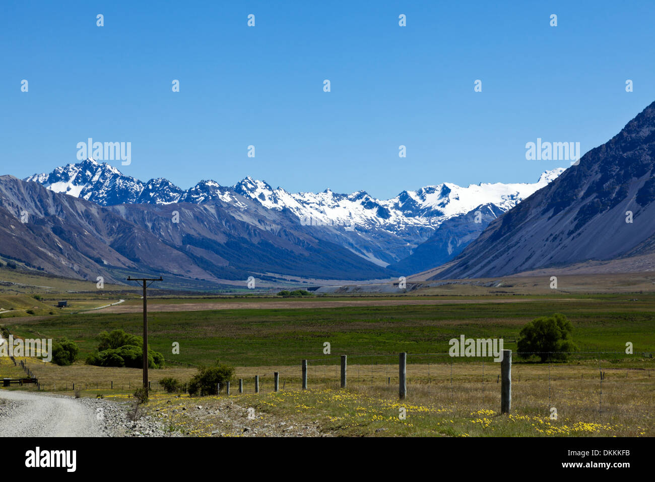 A rural road winds it's way through the Ahuriri valley on the South ...