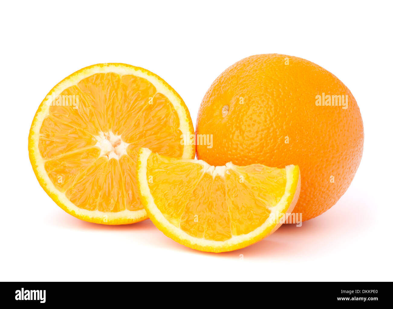 Sliced orange fruit segments isolated on white background Stock Photo ...