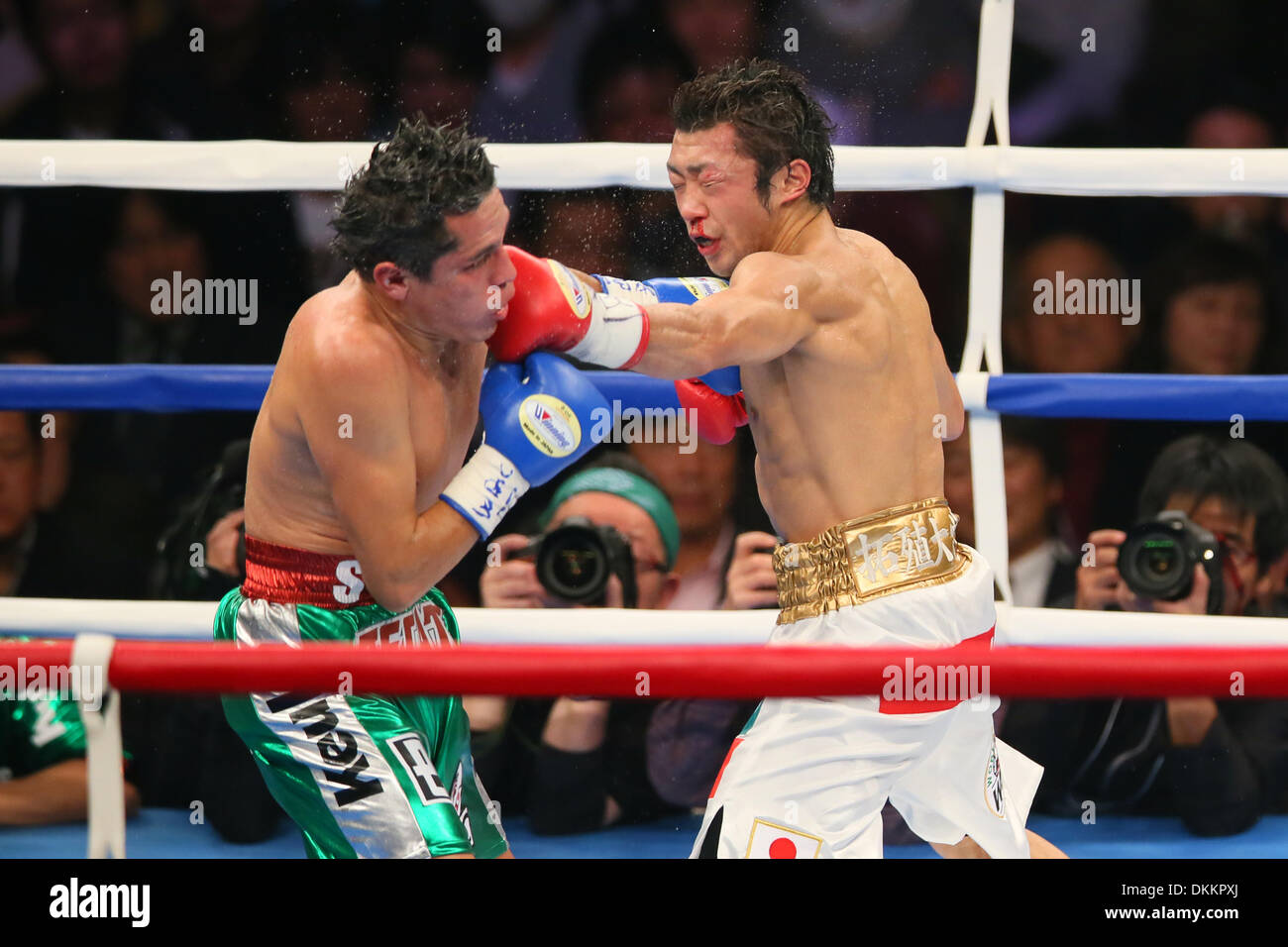 Tokyo, Japan. 6th Dec, 2013. (L-R) Edgar Sosa (MEX), Akira Yaegashi (JPN) Boxing : WBC Fly ...