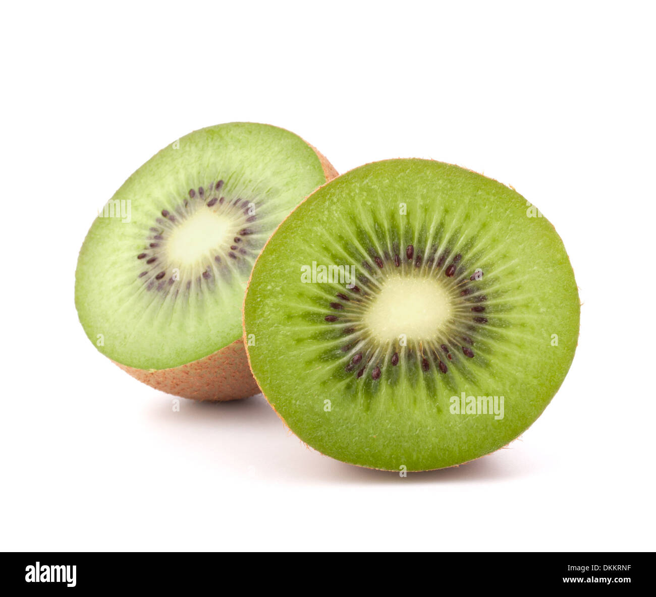 Two kiwi fruit sliced halves isolated on white background cutout Stock ...