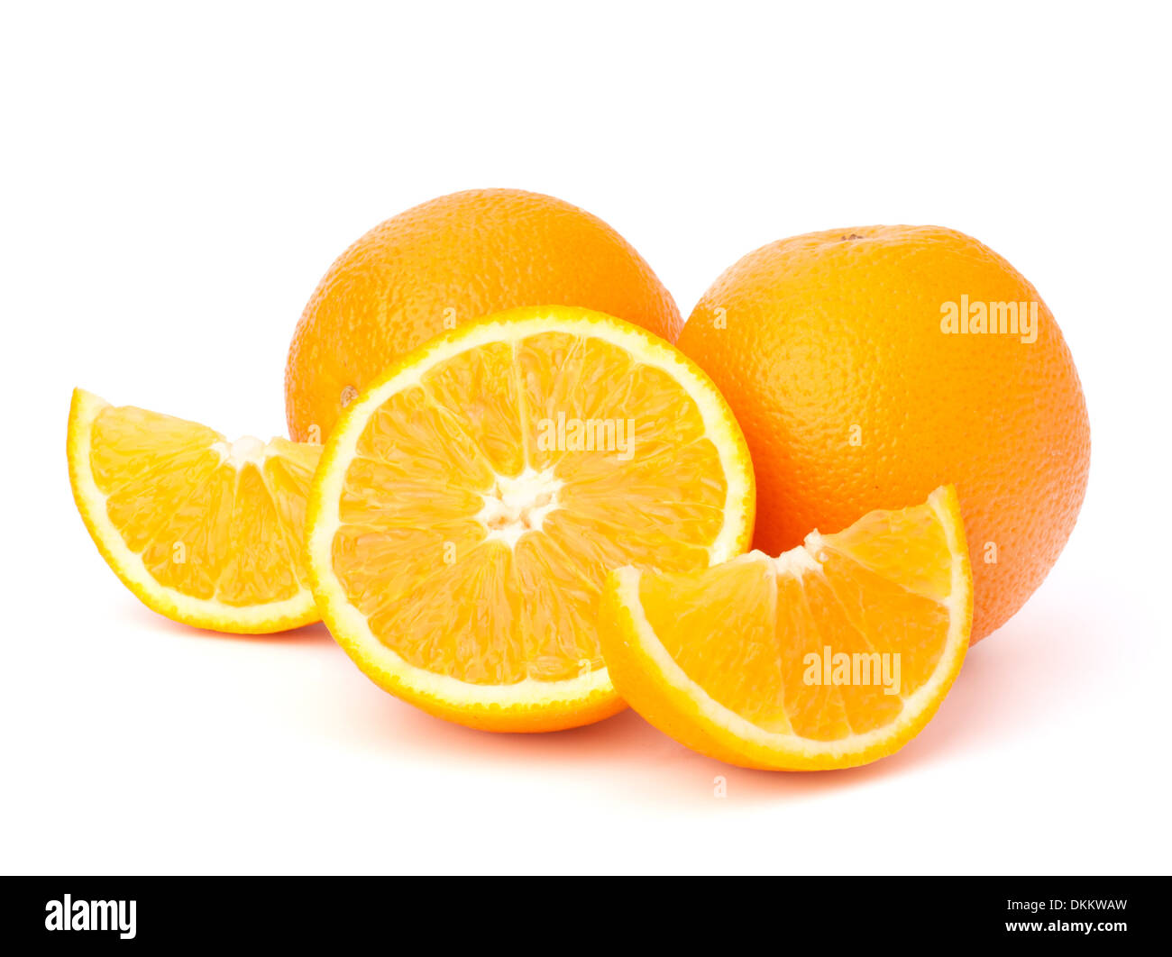 Sliced orange fruit segments isolated on white background Stock Photo ...