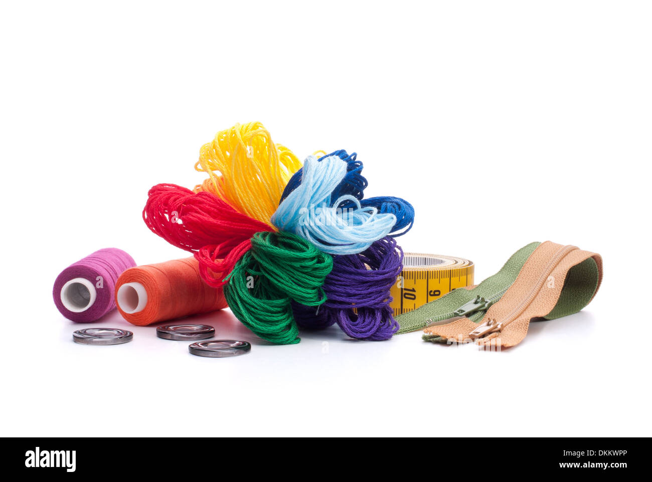 Sewing accessories isolated on white background cutout Stock Photo - Alamy