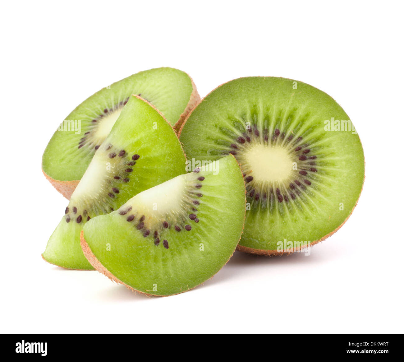 Kiwi fruit sliced segments isolated on white background cutout Stock ...