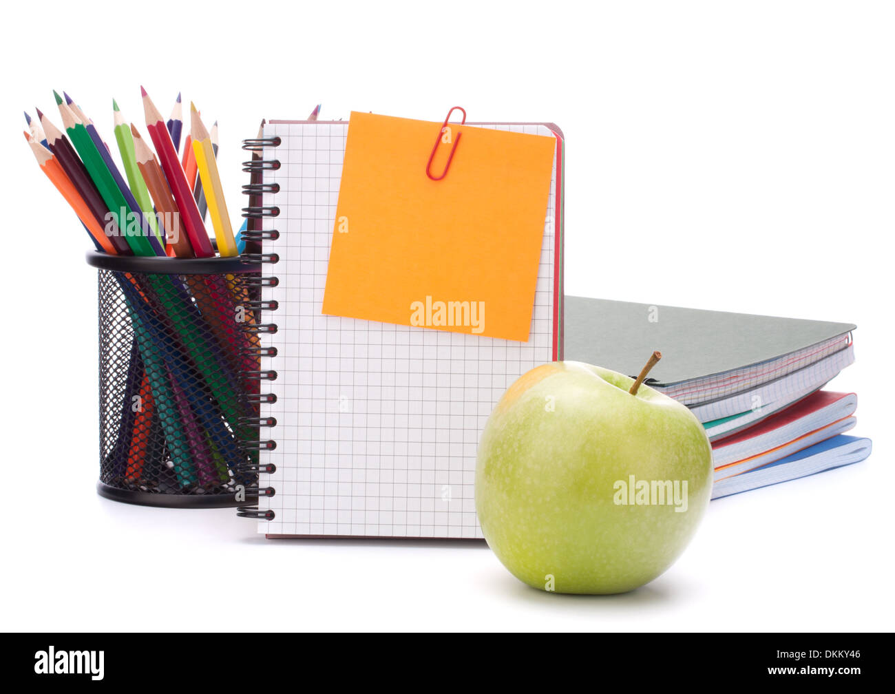 blank notebook sheet and apple. Schoolchild and student studies ...