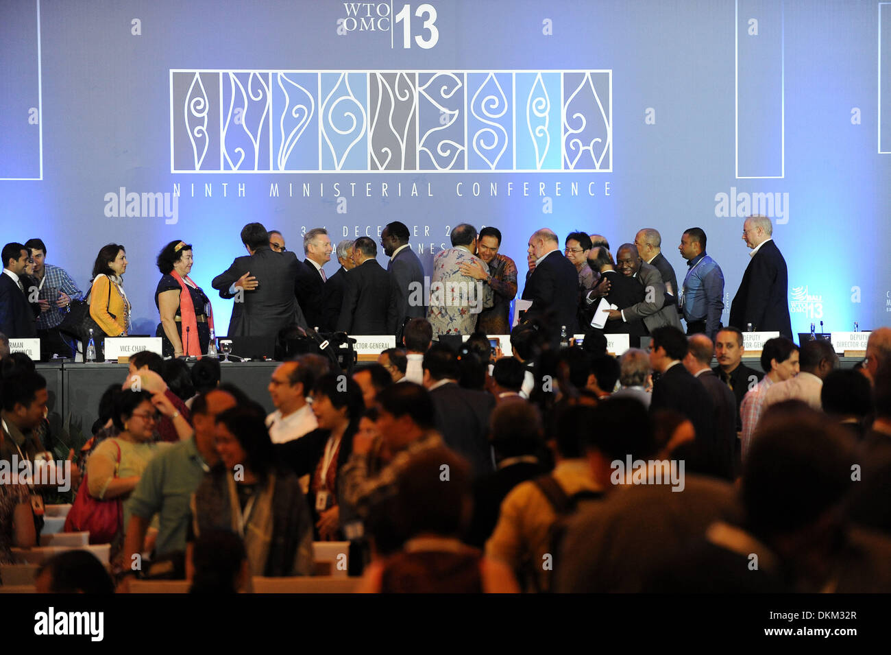 Bali, Indonesia. 6th Dec, 2013. Delegates celebrate during the closing ...