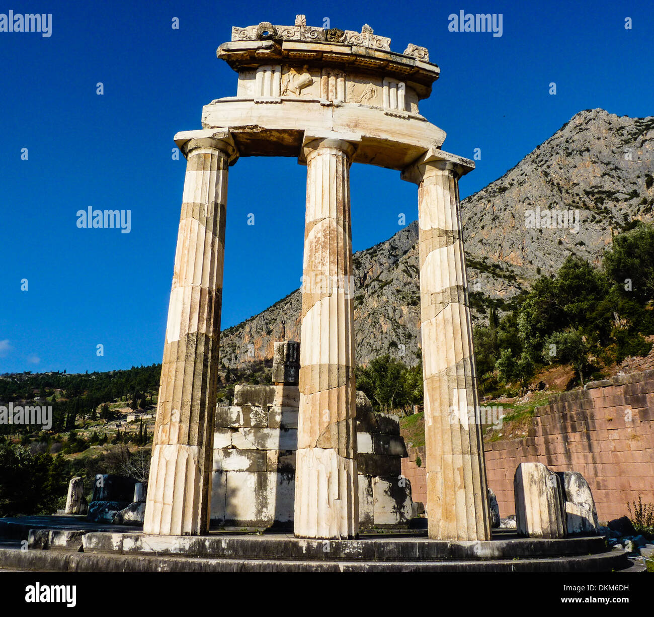 Temple of Athena pronoia at Delphi oracle in Greece Stock Photo - Alamy