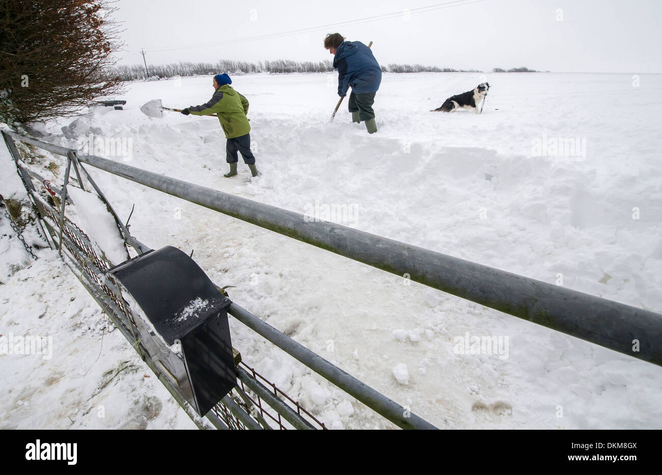 Farmers dig out their snow covered driveway near the village of Bratton ...