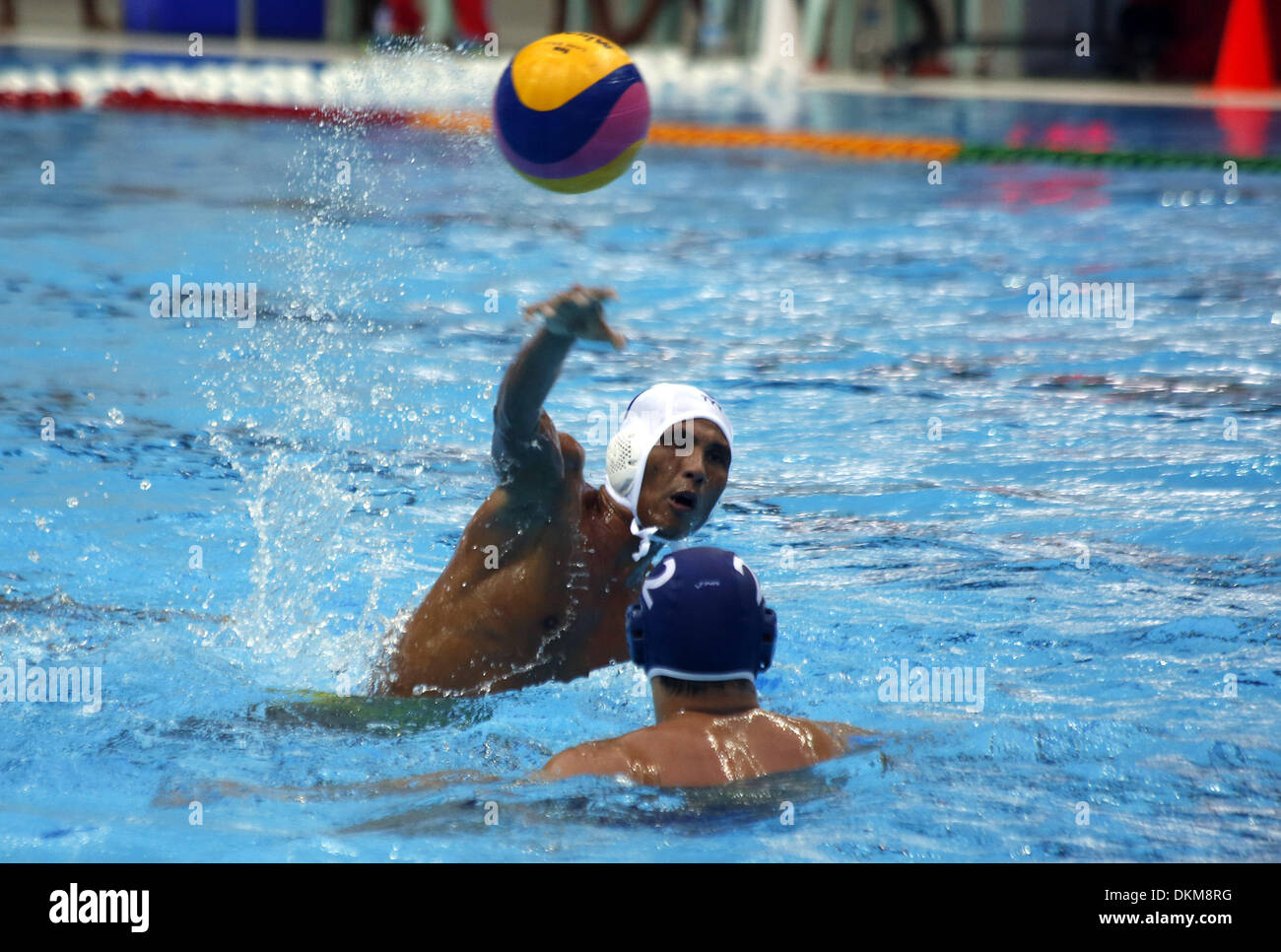 Nay Pyi Taw, Myanmar. 6th Dec, 2013. A player of Myanmar's waterpolo ...