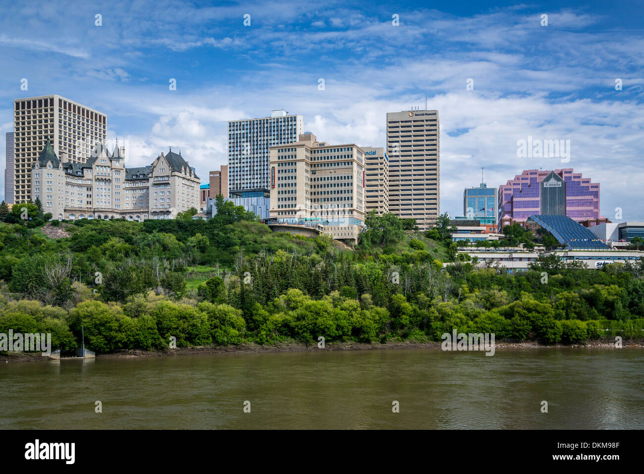 The city skyline and the North Saskatchewan River in Edmonton, Alberta ...