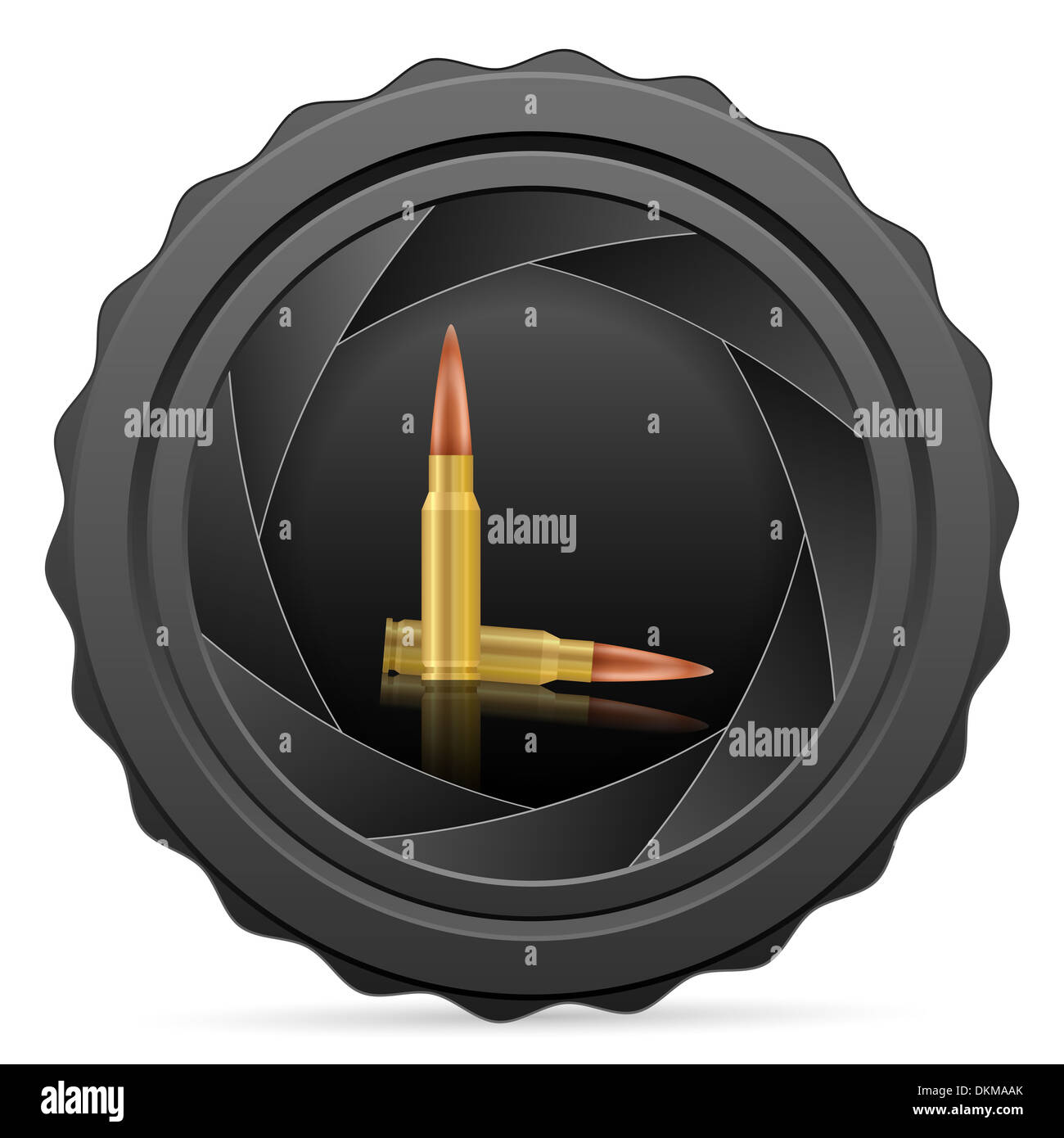 Camera shutter with bullets on white background. Vector illustration ...