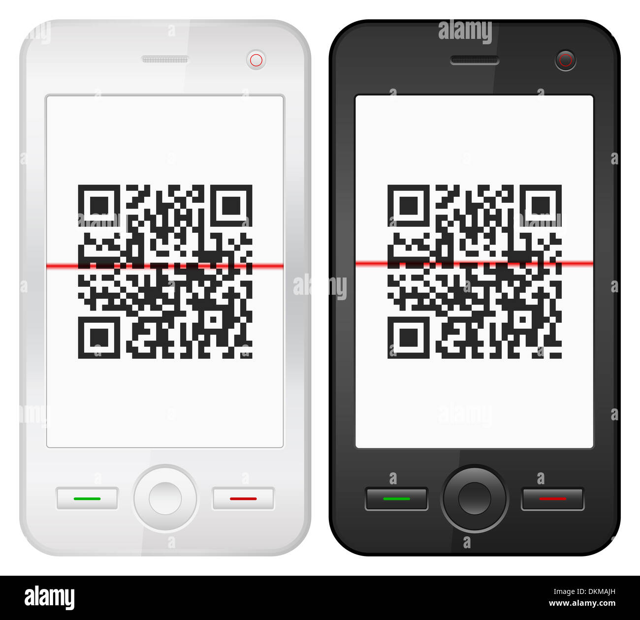 Mobile phone with QR code scanner on a white background Stock Photo - Alamy
