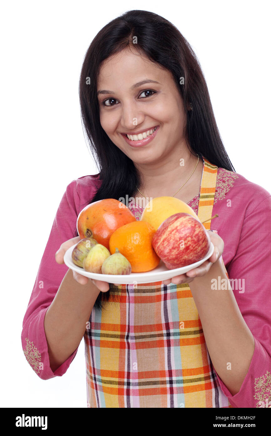 Indian beauty girl eating fruits hi-res stock photography and images ...