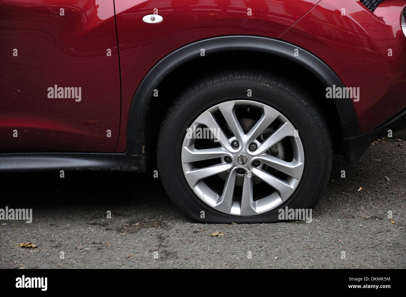 Flat tyre close up Stock Photo - Alamy