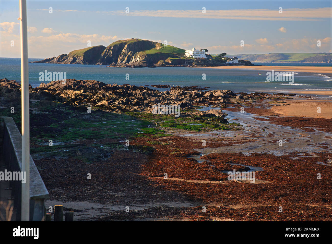 Burgh Island, off Bigbury and Bantham in South Devon from the coastal ...