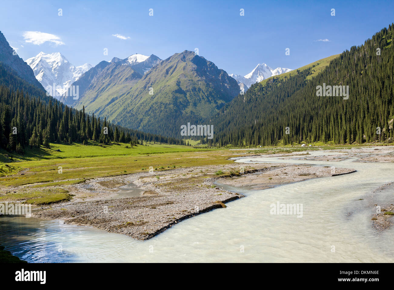 River and high mountain. Tien Shan Stock Photo - Alamy