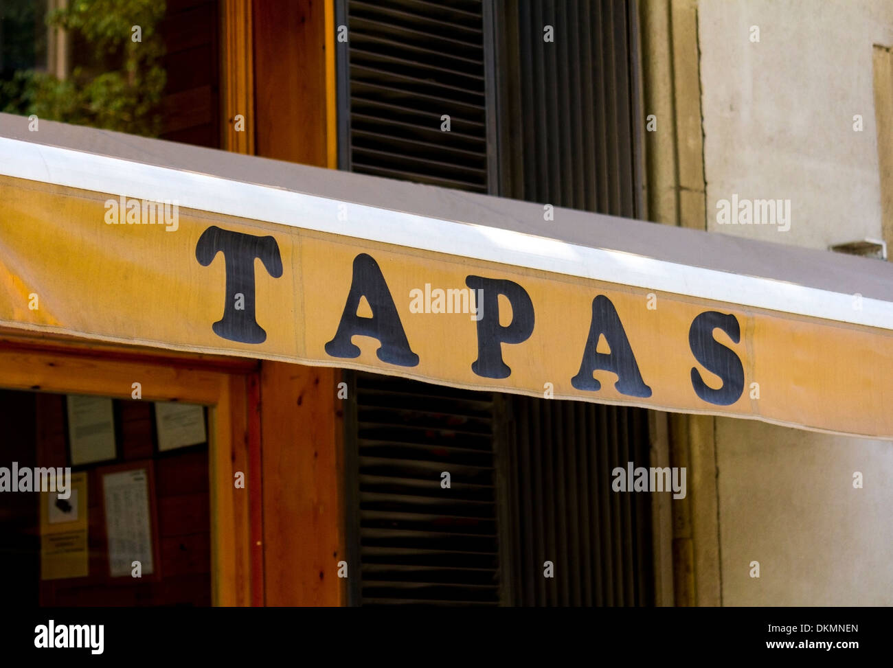 A sign for Tapas on a restaurant Stock Photo - Alamy