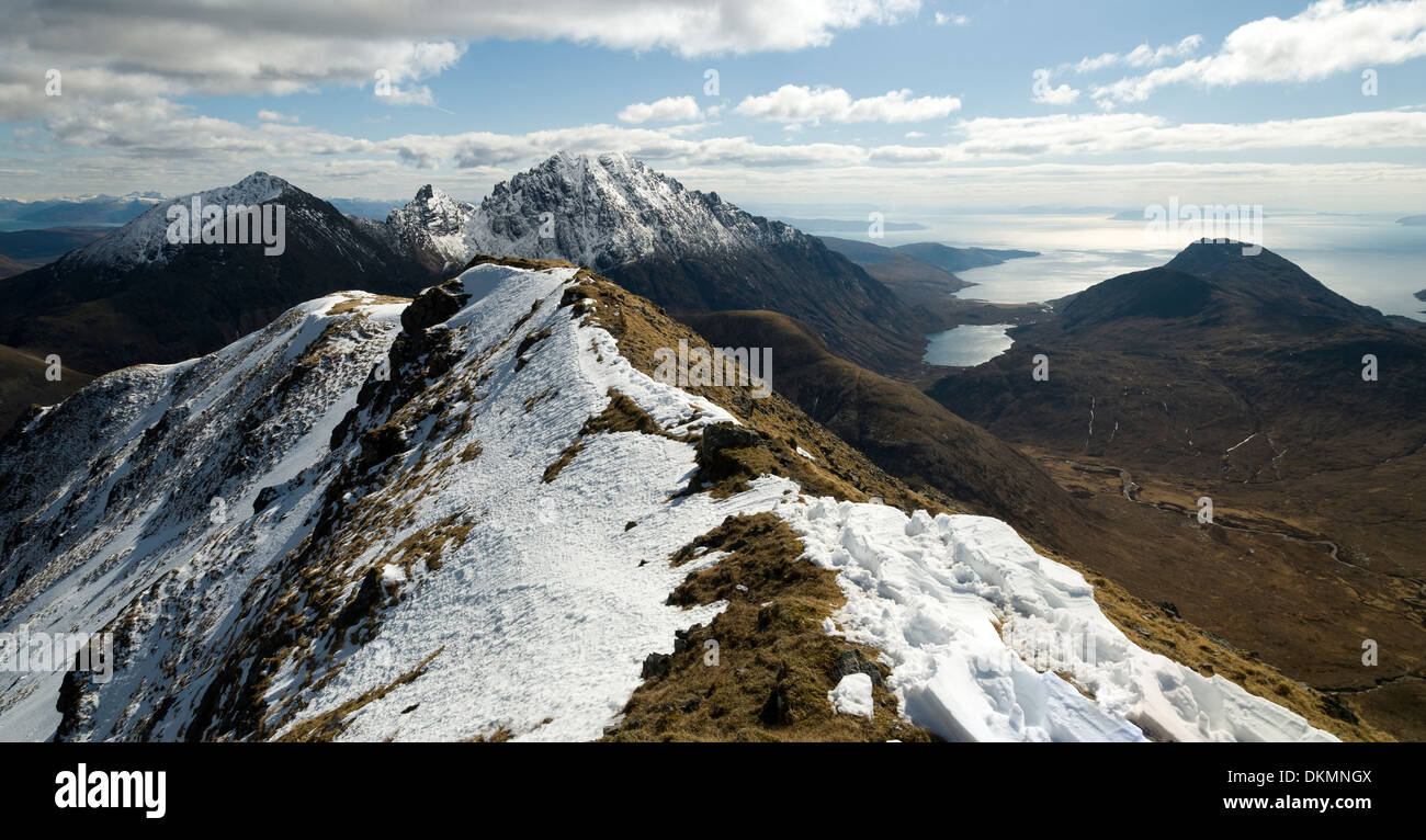 The Garbh-bheinn, Clac Glas, Blaven ridge from the Marsco summit ridge ...