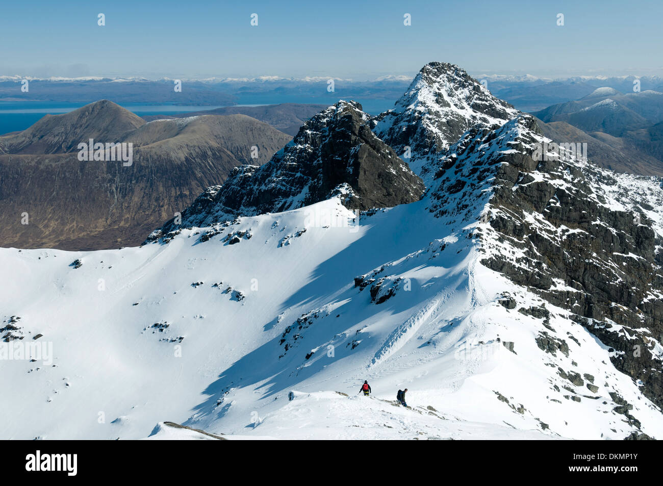 The main ridge of the Cuillin mountains from Bruach na Frith, looking ...