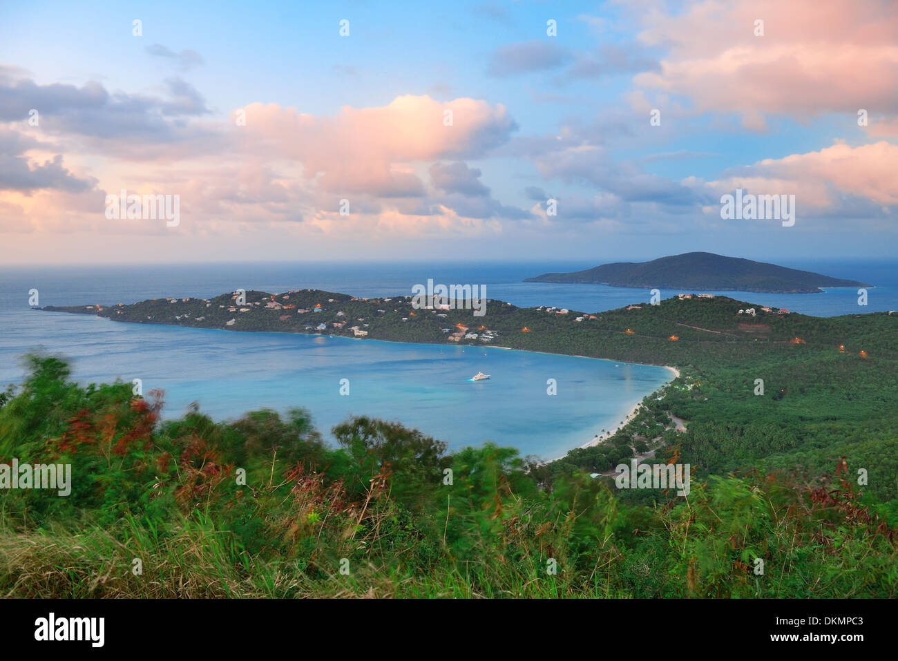 Virgin Islands St Thomas sunset mountain view with colorful cloud ...