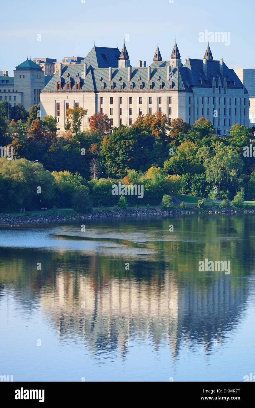 Ottawa cityscape in the day over river with historical architecture ...