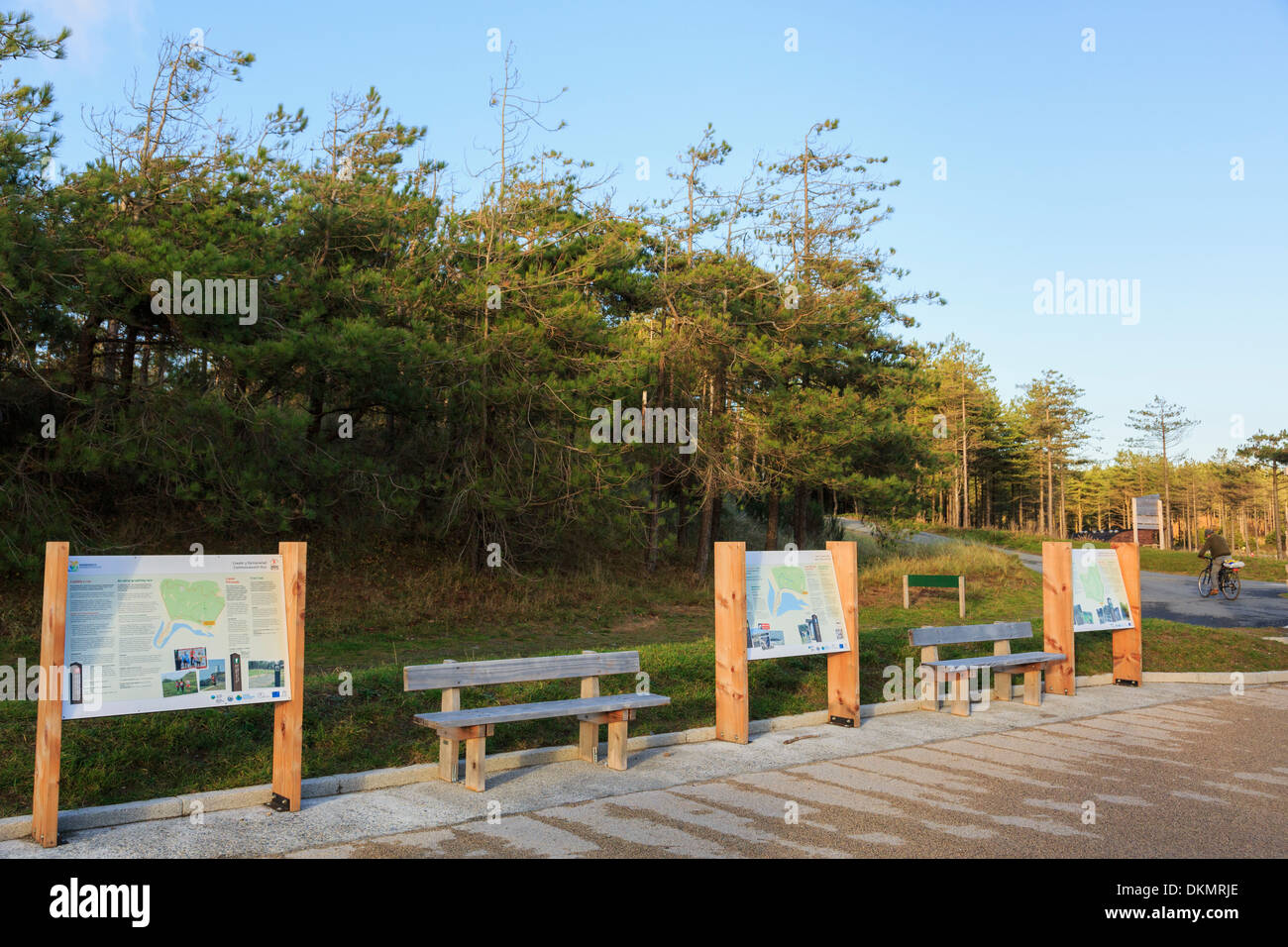 New information boards by car park in Newborough Forest, Isle of ...