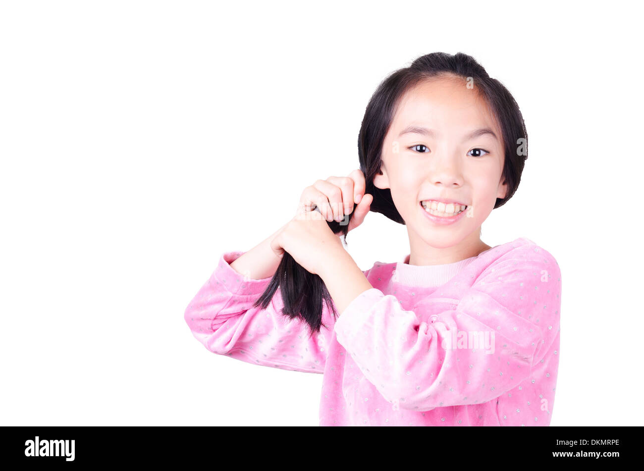 Young girl grab her hair Stock Photo - Alamy