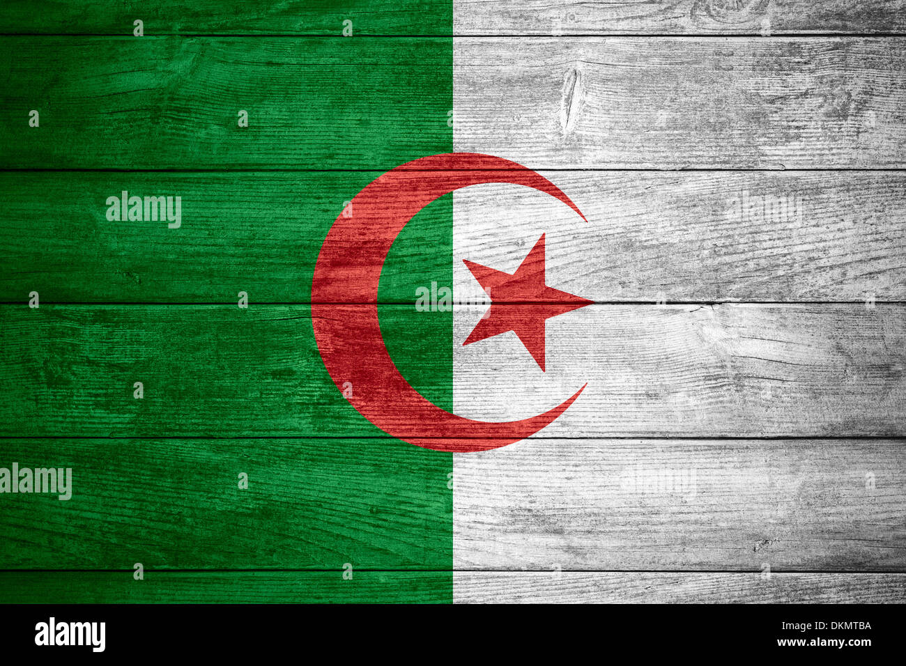 flag of Algeria or Algerian banner on wooden background Stock Photo - Alamy