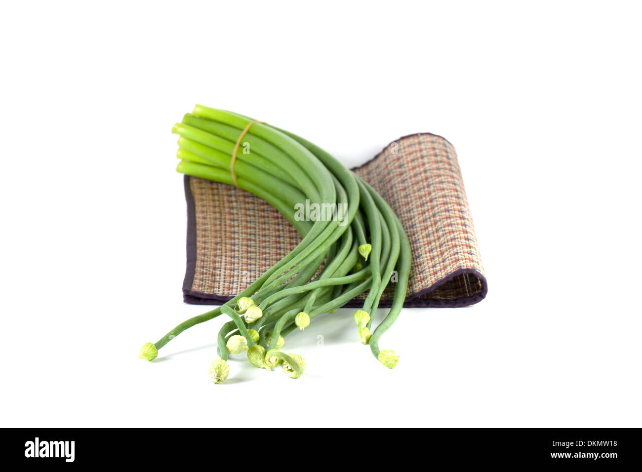 fresh garlic chives on mat Stock Photo - Alamy