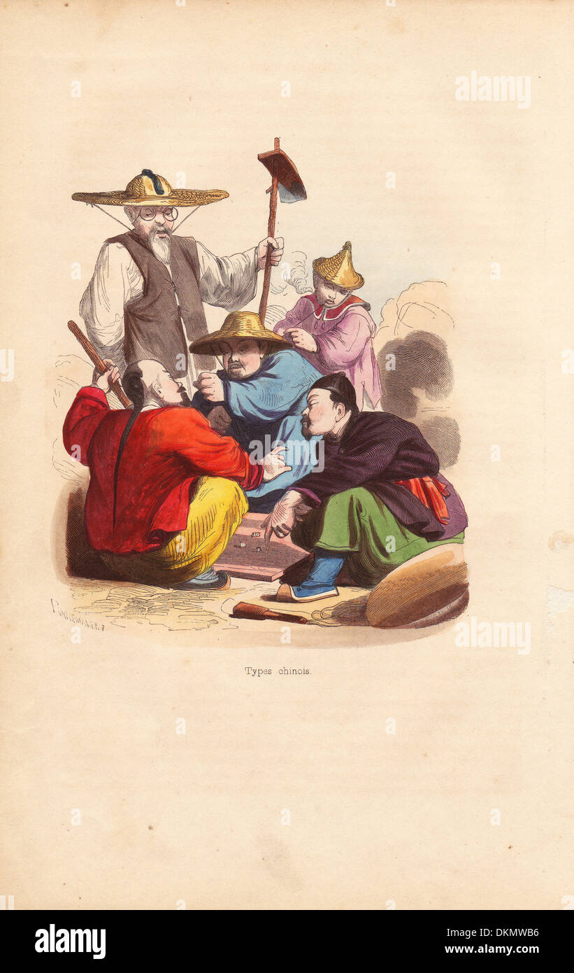 Typical Chinese men playing a game of dice Stock Photo - Alamy