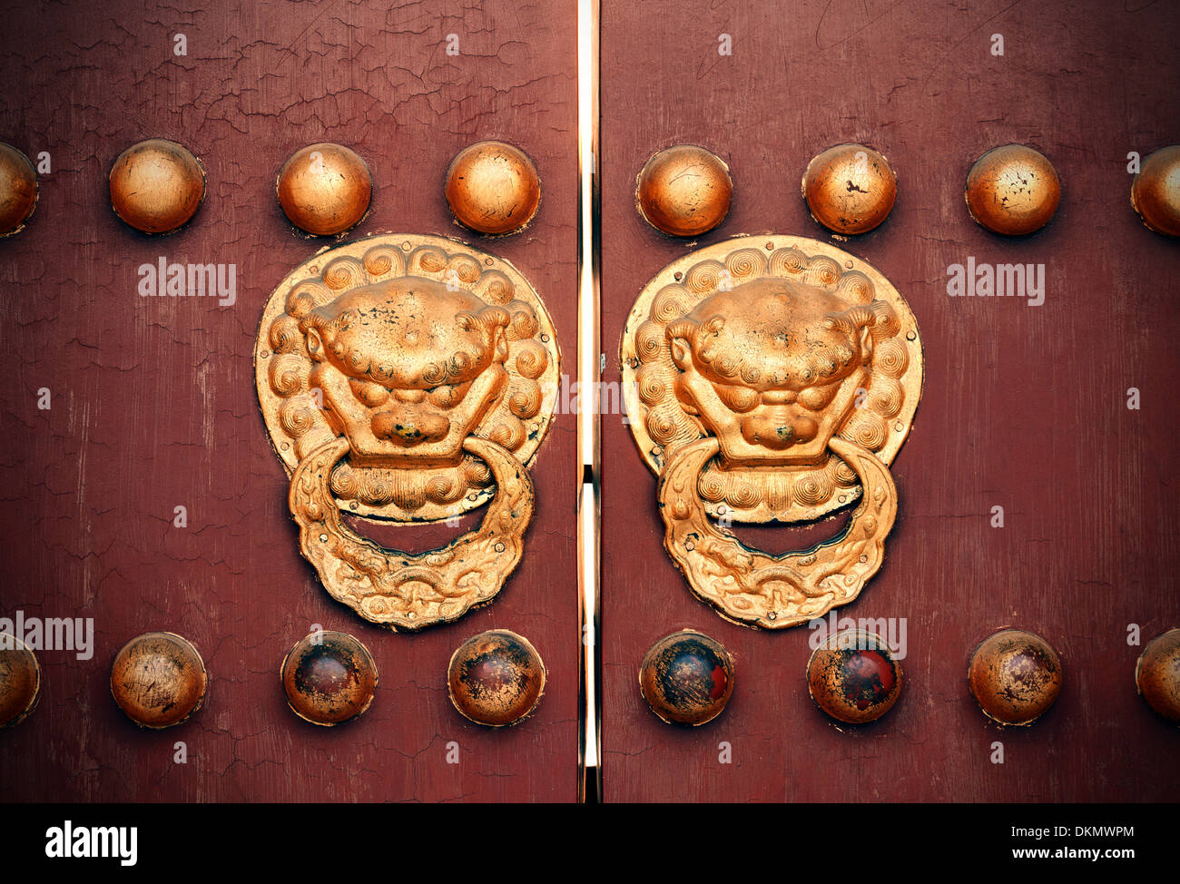 Old door of traditional Beijing architecture with decorations Stock ...