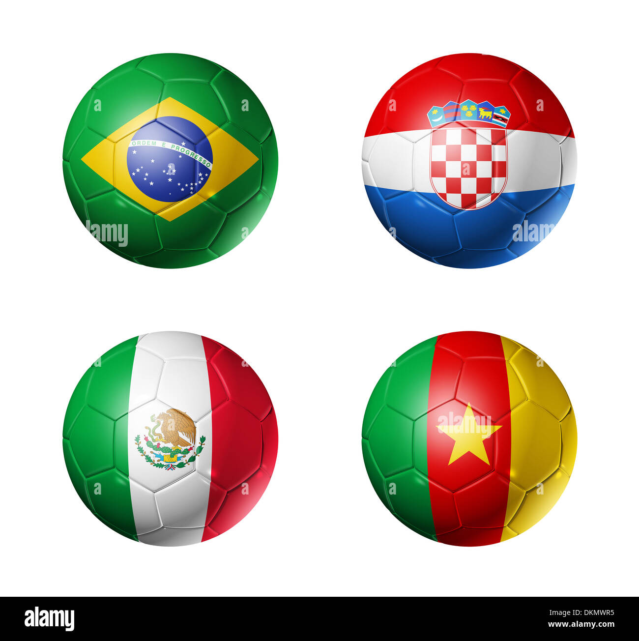 3D soccer balls with group A teams flags, Football world cup Brazil ...