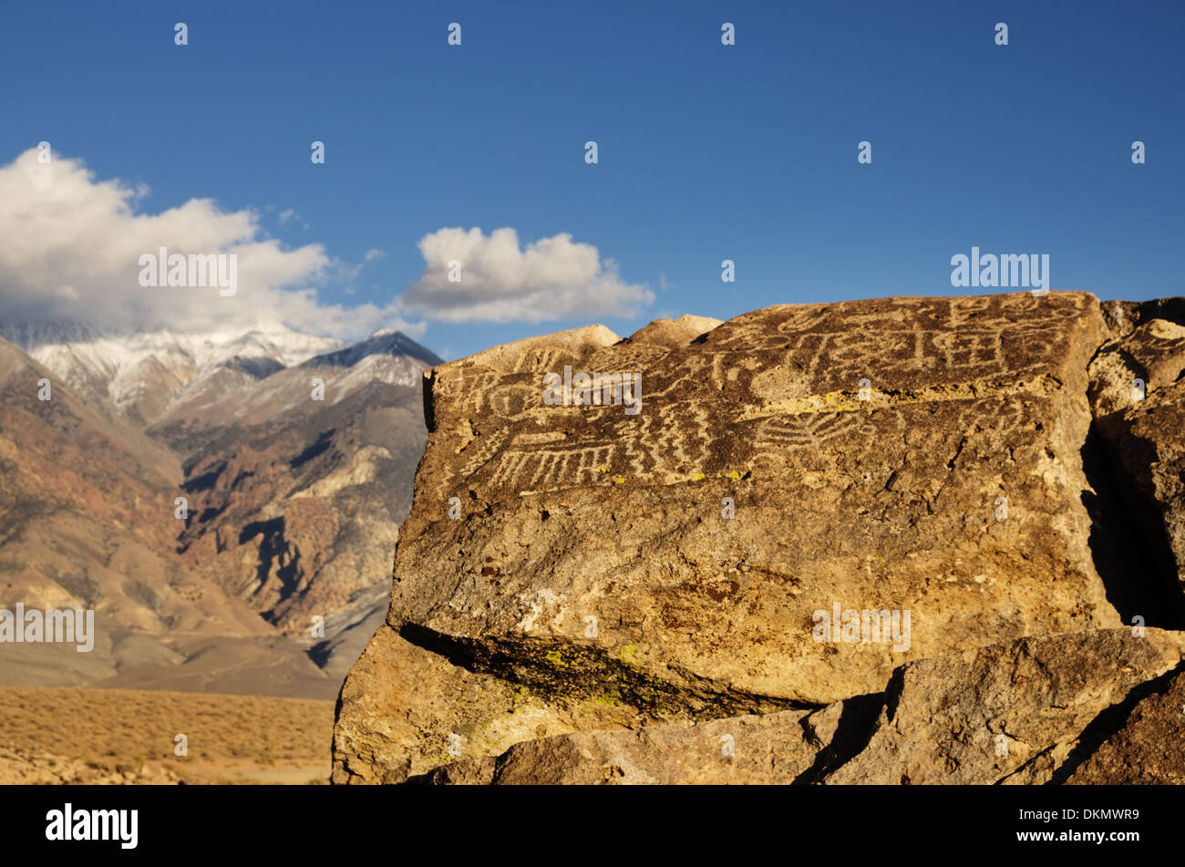 Native American petroglyphs in the Owens Valley of California Stock ...