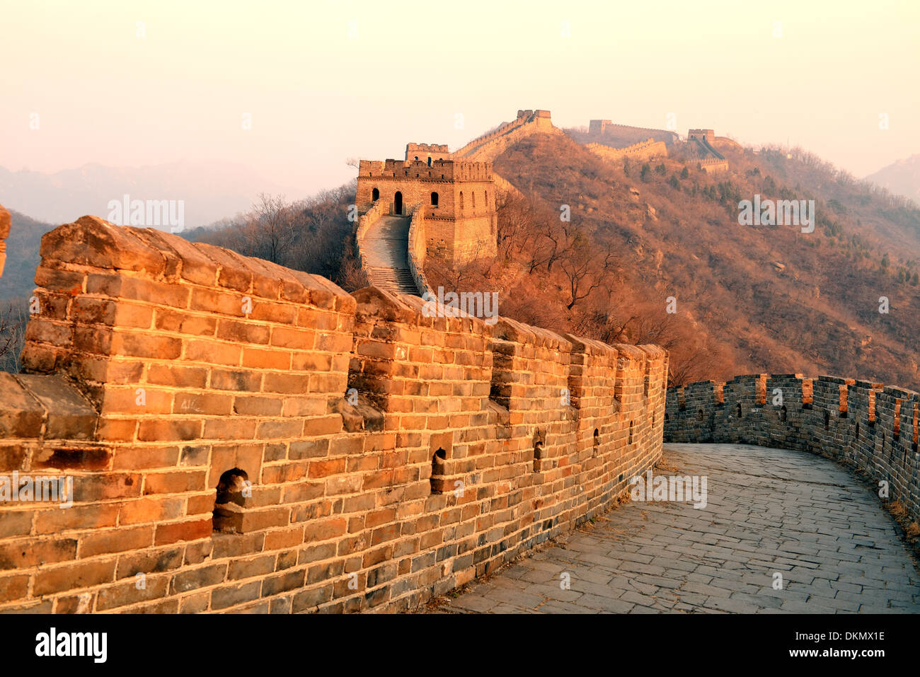 Great Wall sunset over mountains in Beijing, China Stock Photo - Alamy