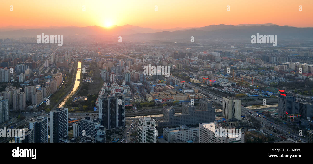 Beijing sunset aerial view with urban buildings Stock Photo - Alamy