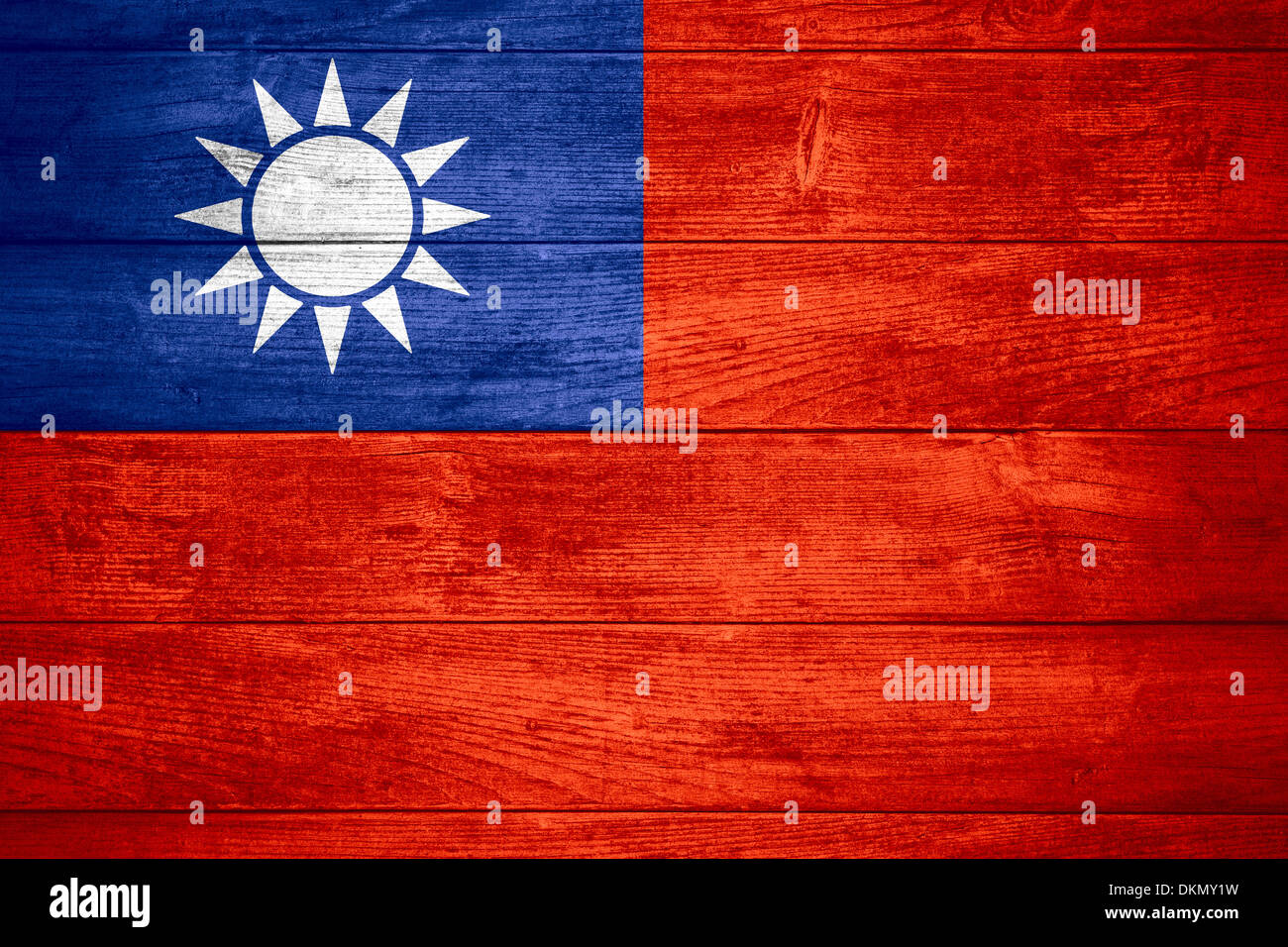 flag of Taiwan or Taiwanese banner on wooden background Stock Photo - Alamy