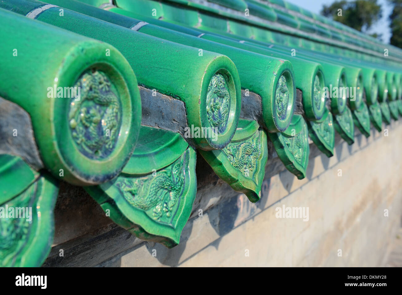 Green tile of historical architecture in Temple of Heaven Park in ...