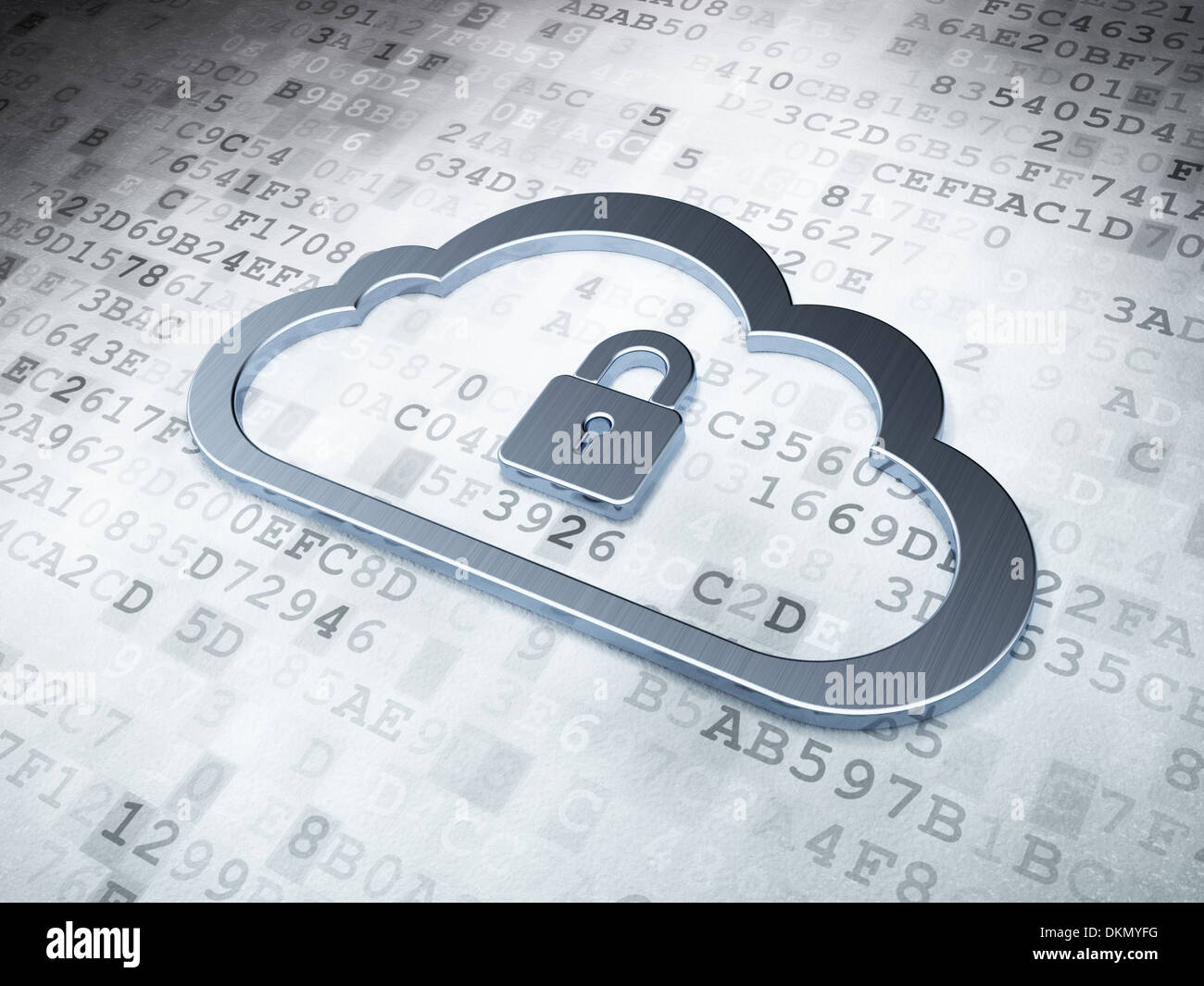 Cloud computing concept: Silver Cloud With Padlock on digital ba Stock Photo - Alamy