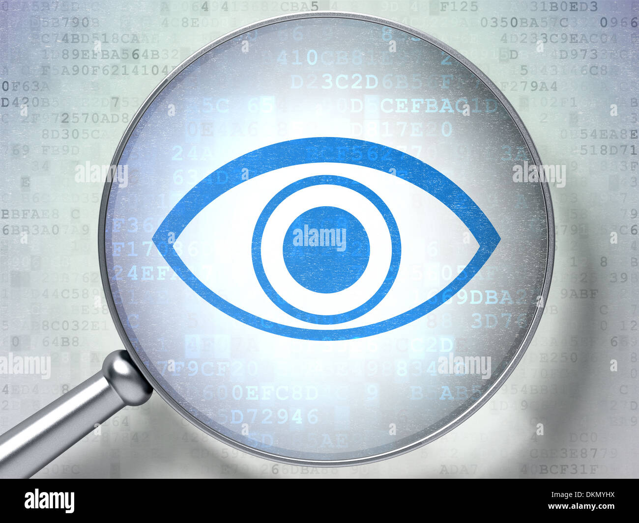 Privacy concept: Eye with optical glass on digital background Stock ...