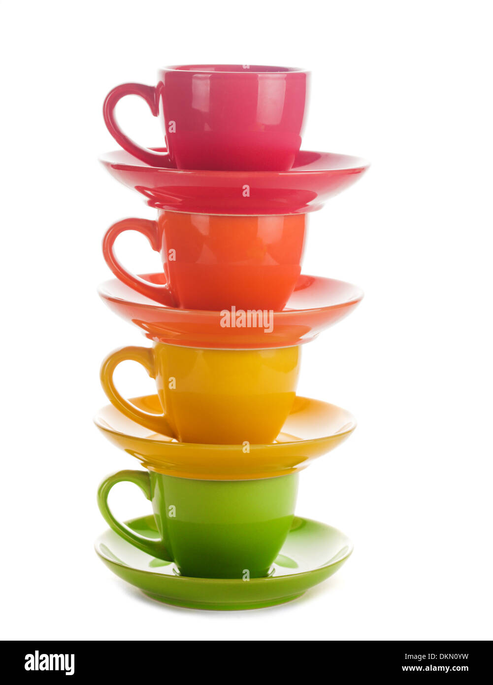 colourful rainbow cups isolated on white Stock Photo - Alamy