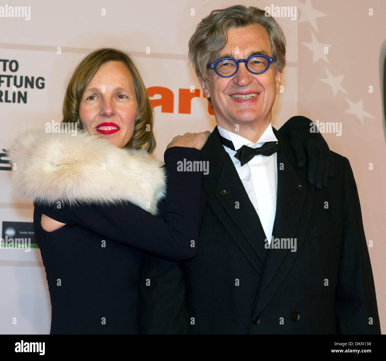 Berlin, Germany. 07th Dec, 2013. Director Wim Wender (R) and his wife ...