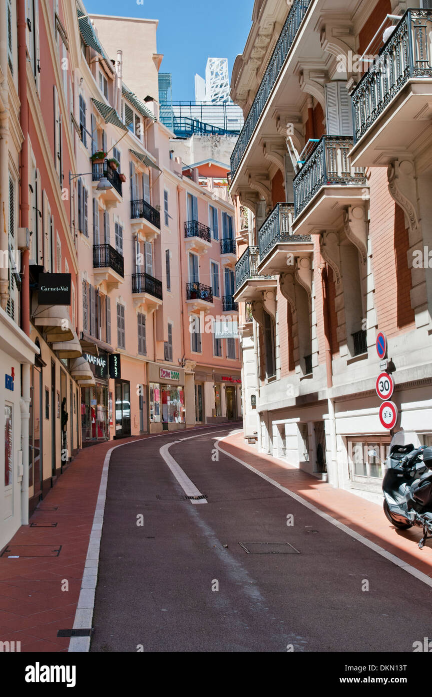 Narrow street in downtown, Monaco, sovereign city-state, French Riviera ...