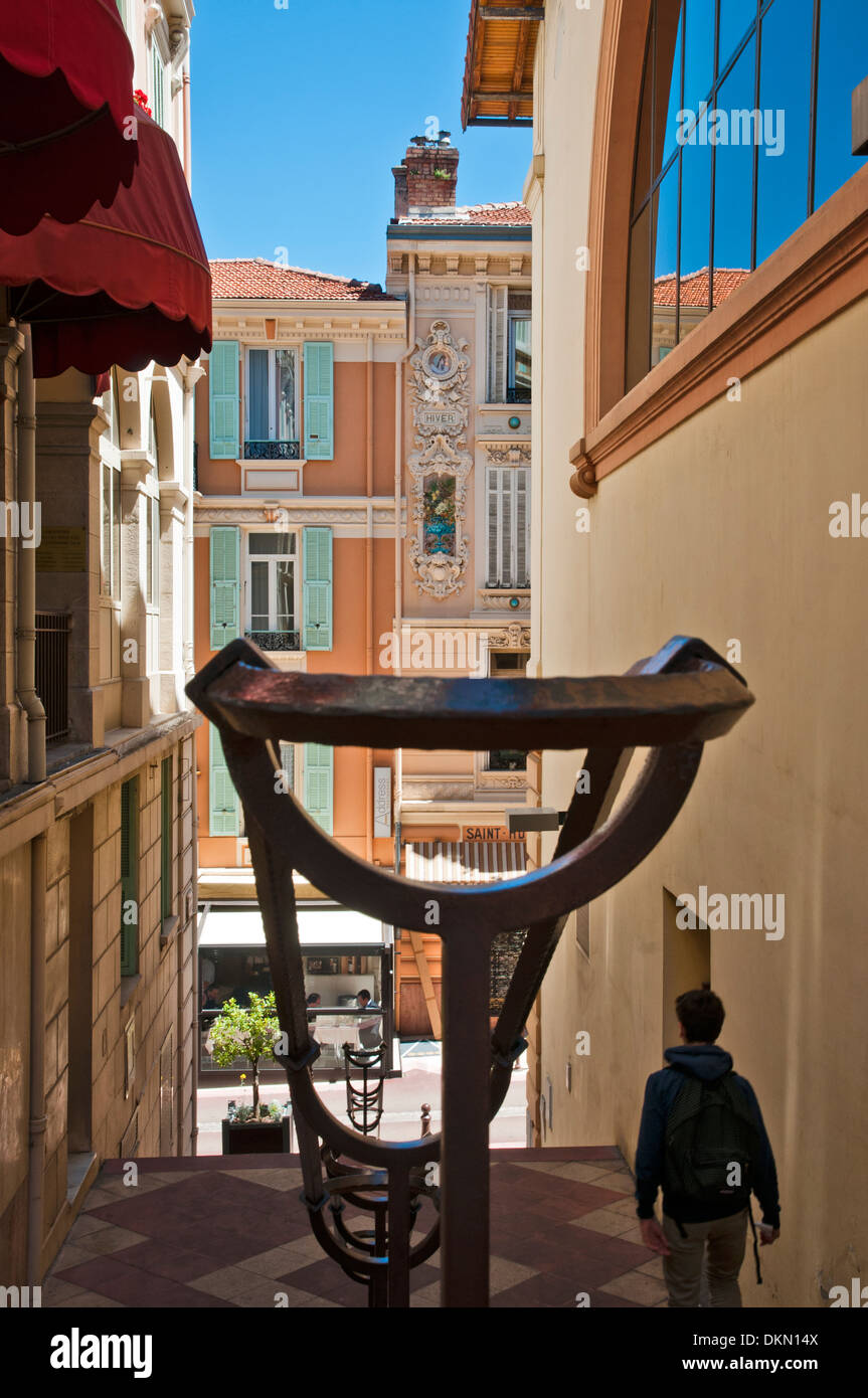Descent with ornate metal railing, Monaco, sovereign city-state, French ...