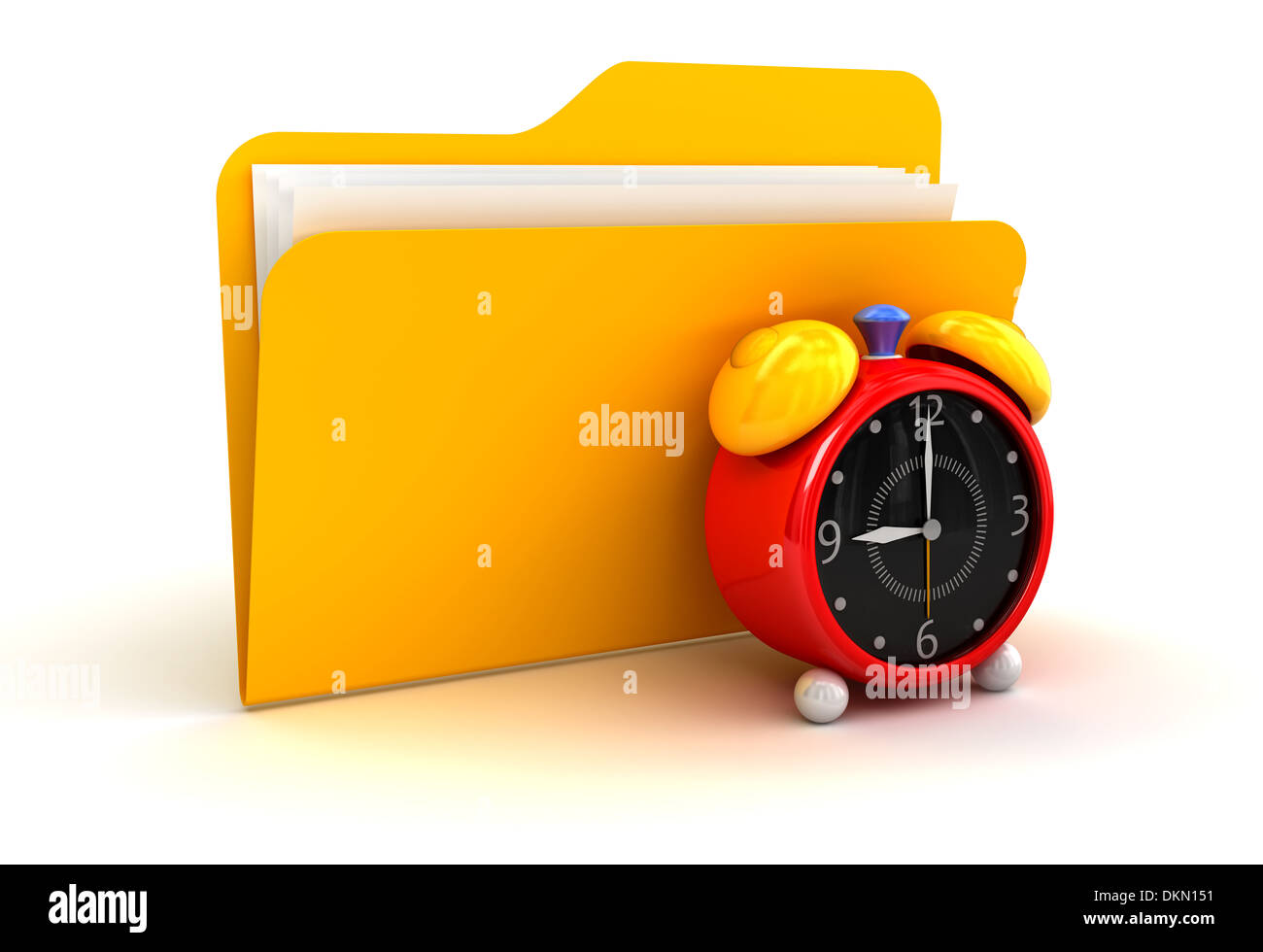 folder and alarm clock Stock Photo - Alamy