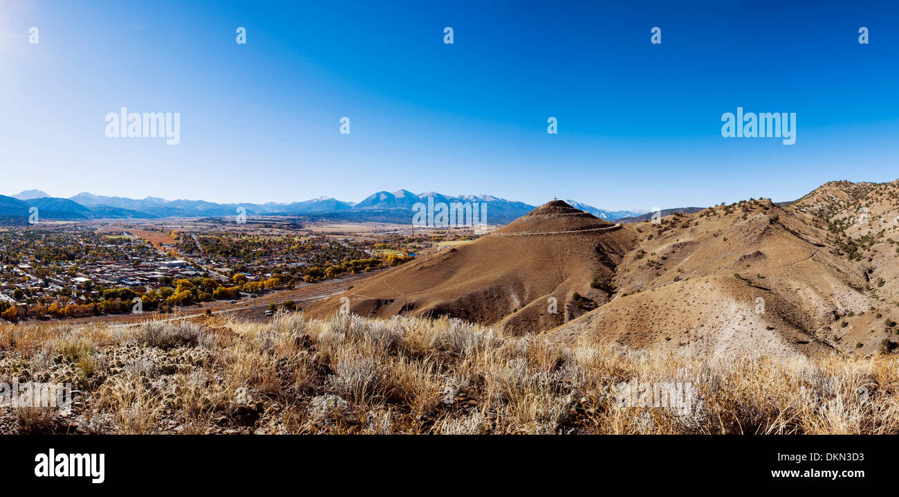 Panaroma view of Sawatch Range, Rocky Mountains, the Arkansas River ...